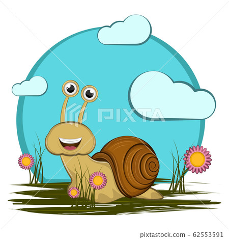 Cartoon of a cute happy snail - Stock Illustration [62553591] - PIXTA