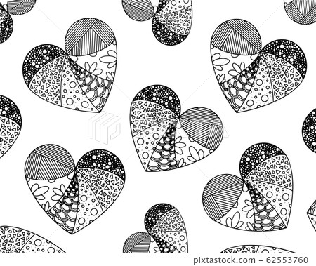 Vector coloring of many hearts from zentangle ... - Stock Illustration ...