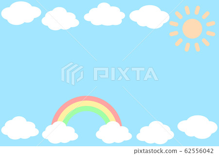 Cloud frame rectangle sun and rainbow - Stock Illustration [62556042 ...
