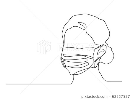 One continuous line drawing medical face mask.... - Stock Illustration ...