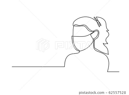 One continuous line drawing medical face mask.... - Stock Illustration ...