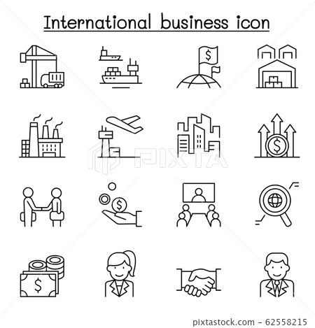 International business icons set in thin line - Stock Illustration ...