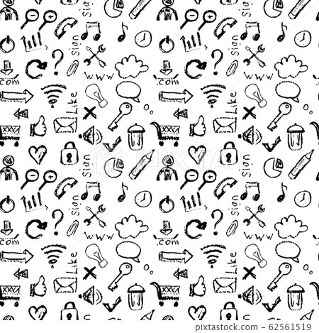 Seamless pattern of web icons, hand drawing chalk - Stock Illustration ...