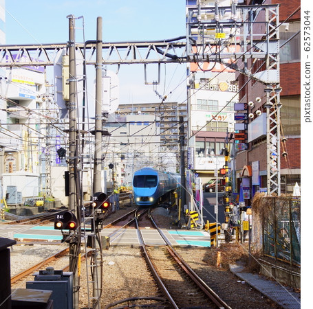 Fujisan Passing Machida Station on the Odakyu Line - Stock Photo ...