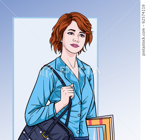 Business women with file folder at office... - Stock Illustration ...
