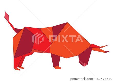 Red origami bull - Stock Illustration [62574549] - PIXTA