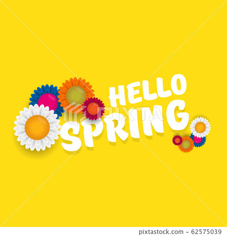 vector hello spring cut paper banner with text... - Stock Illustration ...