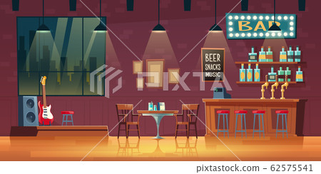 Empty snack bar, pub interior cartoon-插圖素材 [62575541] - PIXTA圖庫