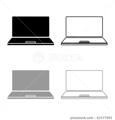 Laptop icon outline set black grey color vector - Stock Illustration ...