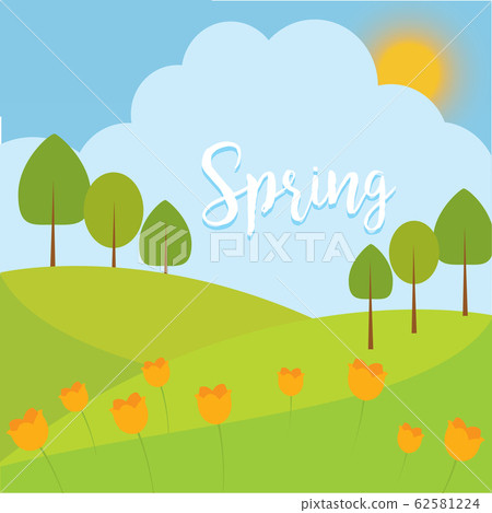 Hello spring landscape - Stock Illustration [62581224] - PIXTA