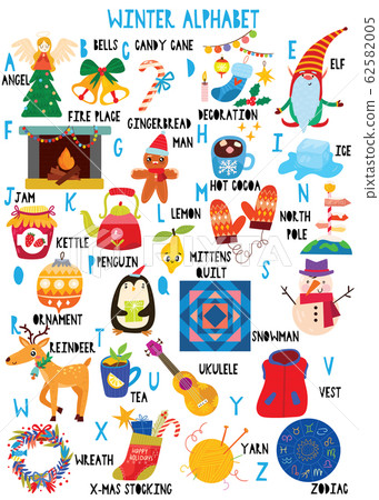 Stylish winter alphabet in vector. Lovely... - Stock Illustration ...