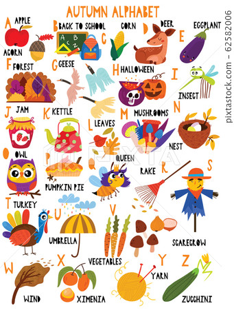 Stylish autumn alphabet in vector. Lovely... - Stock Illustration ...