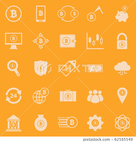 Bitcoin color icons on orange background - Stock Illustration [62585549 ...
