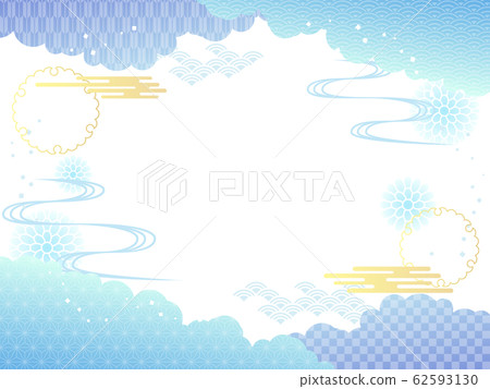 Blue japanese pattern frame - Stock Illustration [62593130] - PIXTA