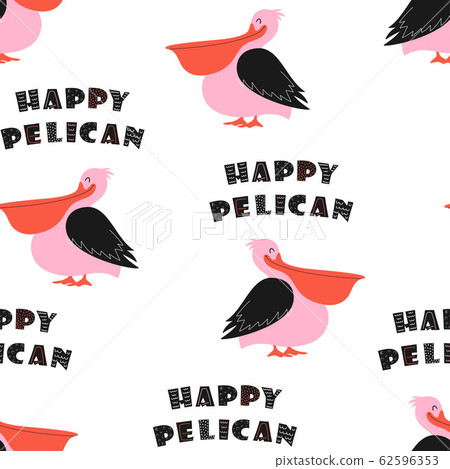 pattern with cute happy pelican - Stock Illustration [62596353] - PIXTA