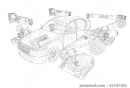 Assembly of motor vehicle. Vector - Stock Illustration [62597905] - PIXTA