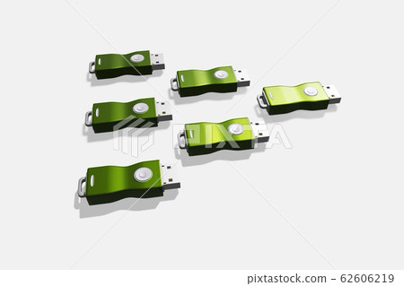 USB memory media copy (3DCG: white background) - Stock Illustration ...