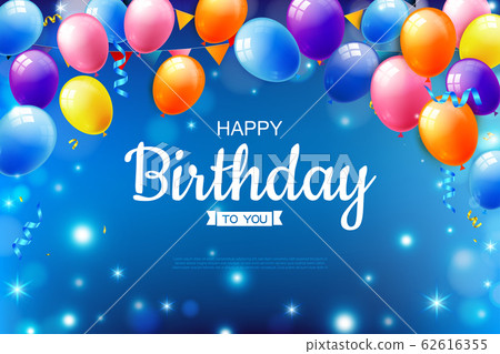 Happy Birthday text background with realistic - Stock Illustration ...