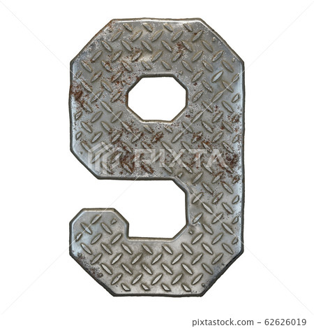 Industrial metal number 9 on white background 3d - Stock Illustration ...