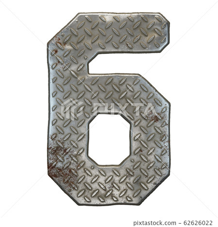 Industrial metal number 6 on white background 3d - Stock Illustration ...