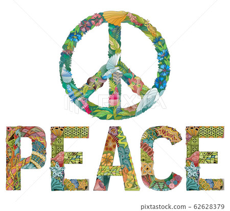 Zentangle stylized sign of peace. Hand Drawn... - Stock Illustration ...