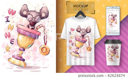 Winner mouse - poster and merchandising. - Stock Illustration [62628874 ...