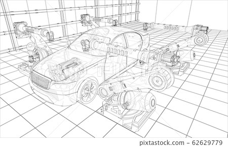 Assembly of motor vehicle. Vector - Stock Illustration [62629779] - PIXTA