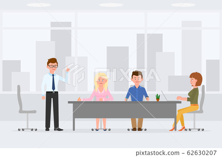 Business colleagues meeting at office, talking,... - Stock Illustration ...