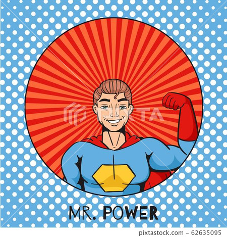 Figure of cartoon superhero with power gesture... - Stock Illustration ...