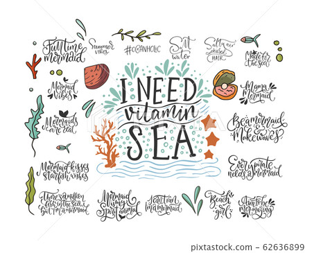 Summer sea lettering vector set. - Stock Illustration [62636899] - PIXTA