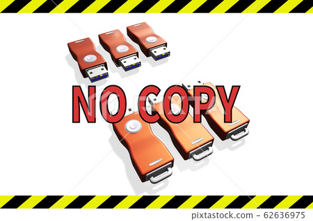 USB memory copy prohibited warning (3DCG: white... - Stock Illustration ...