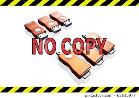 USB memory copy prohibited warning (3DCG: white... - Stock Illustration ...