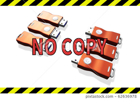 USB memory copy prohibited warning (3DCG: white... - Stock Illustration ...