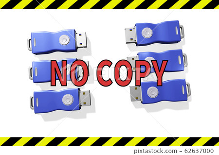 USB memory copy prohibited warning (3DCG: white... - Stock Illustration ...