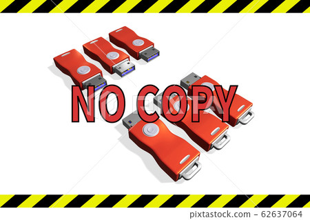 USB memory copy prohibited warning (3DCG: white... - Stock Illustration ...