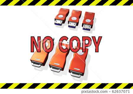 USB memory copy prohibited warning (3DCG: white... - Stock Illustration ...