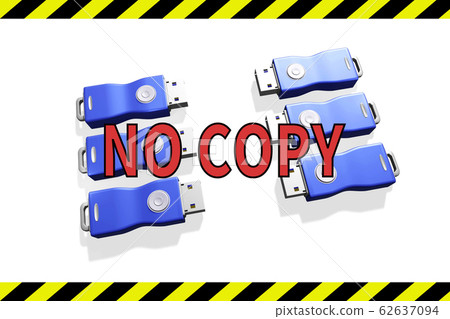 USB memory copy prohibited warning (3DCG: white... - Stock Illustration ...