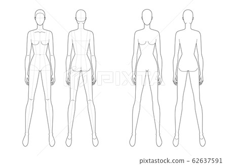 Fashion template of standing women. -插圖素材 [62637591] - PIXTA圖庫