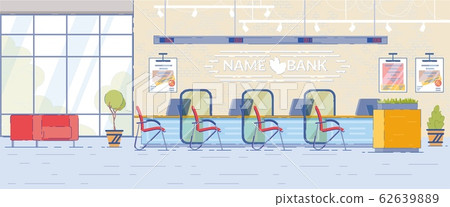Bank Office Interior Space with Counter or Desk. - Stock Illustration ...