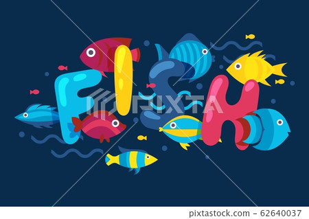 Fish typography poster, booklet cover for... - Stock Illustration ...
