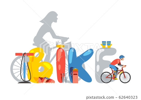 Bike shop typography poster, bicycle... - Stock Illustration [62640323 ...