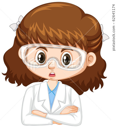 Cute girl in science gown on white background - Stock Illustration ...