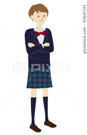 Illustration of a female student standing (arm... - Stock Illustration ...