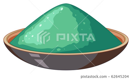 Bowl of green powder paint on white background - Stock Illustration ...