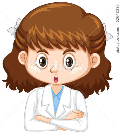 Cute girl in science gown on white background - Stock Illustration ...
