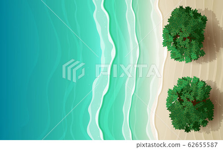 top view tree on the beach in summer - Stock Illustration [62655587 ...