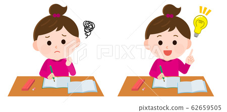 Elementary school girl difficult understanding... - Stock Illustration ...