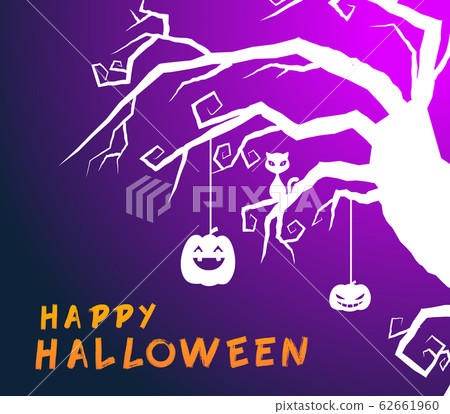 spooky tree branch in purple background - Stock Illustration [62661960 ...