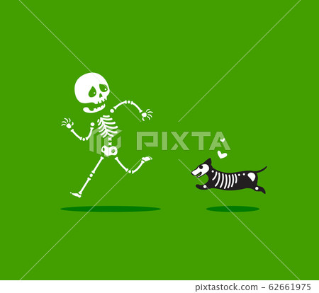 A dog chasing a skeleton. Isolated Vector - Stock Illustration ...