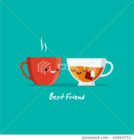 A cup of coffee and Tea. Best Friend Illustration. - Stock Illustration ...